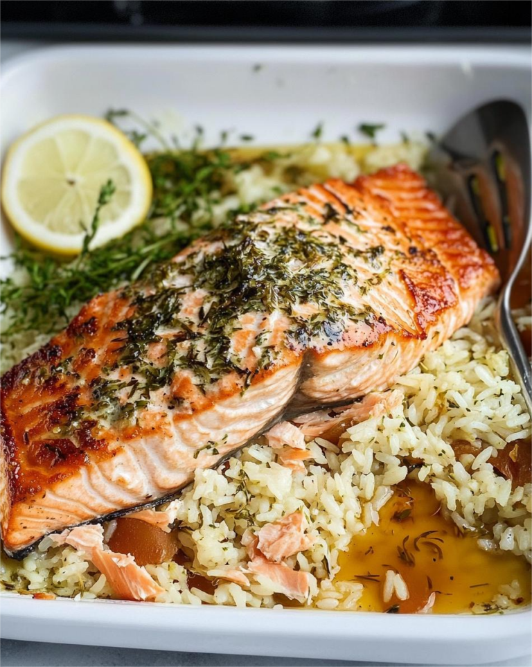 Baked Salmon with Herbed Rice
